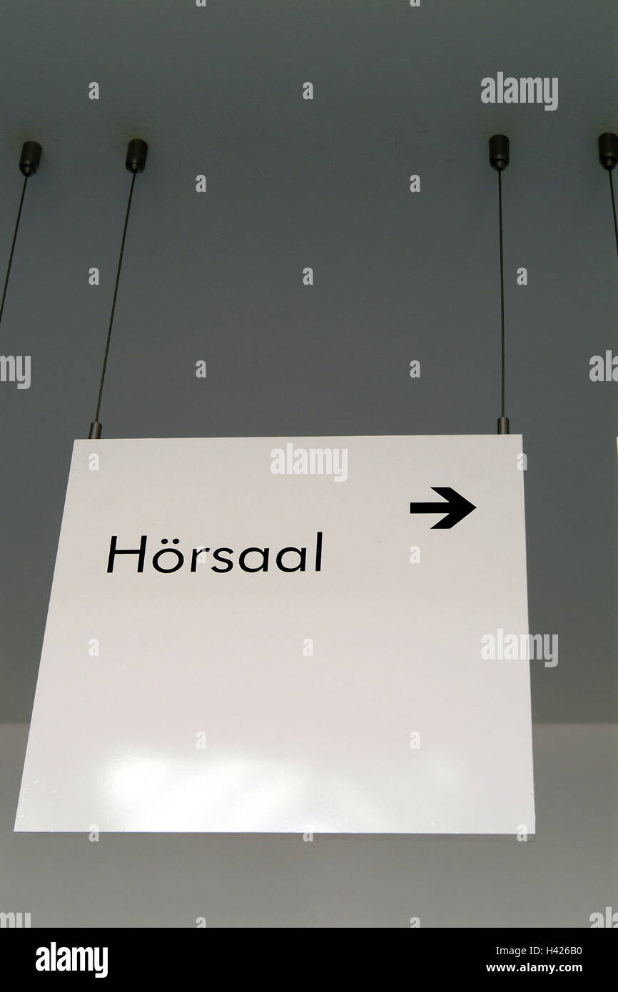 Sign, label, auditorium, direction arrow, school, school, university ...