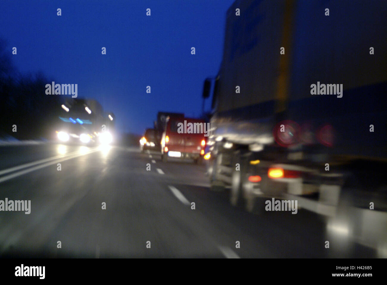 Federal highway, multi-lane, traffic, vehicles, lights, night, street ...