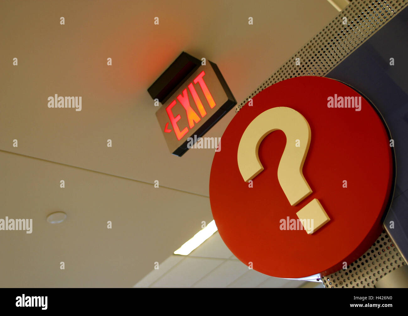 Airport, tip, "Exit", question mark, information signs, signs, luminous ...