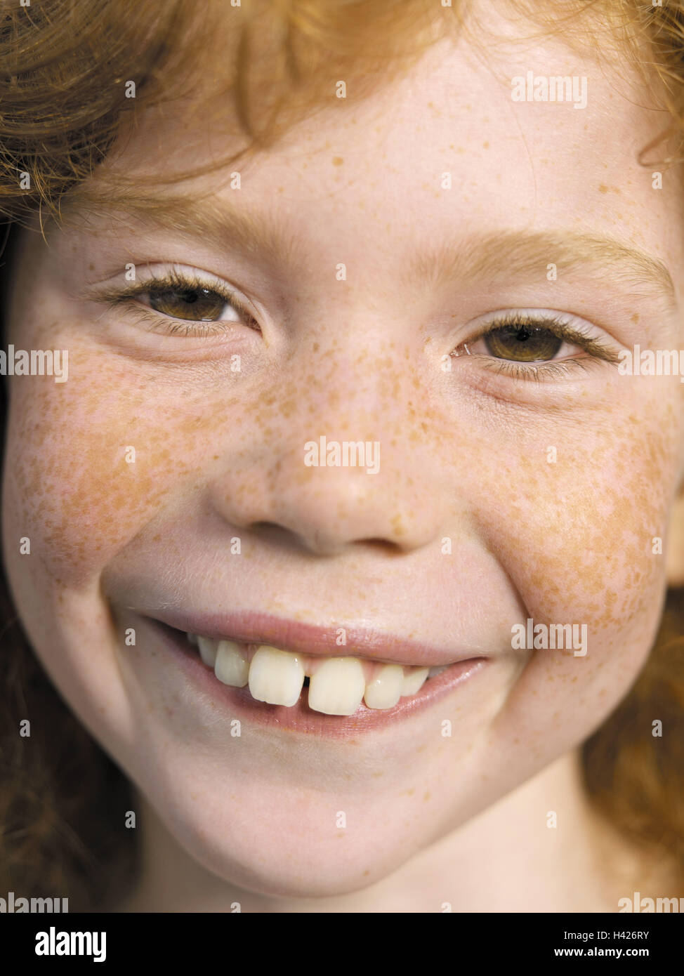 Child, girls, freckles, rehaired, smiles, cheerfully, portrait, 6-10 ...