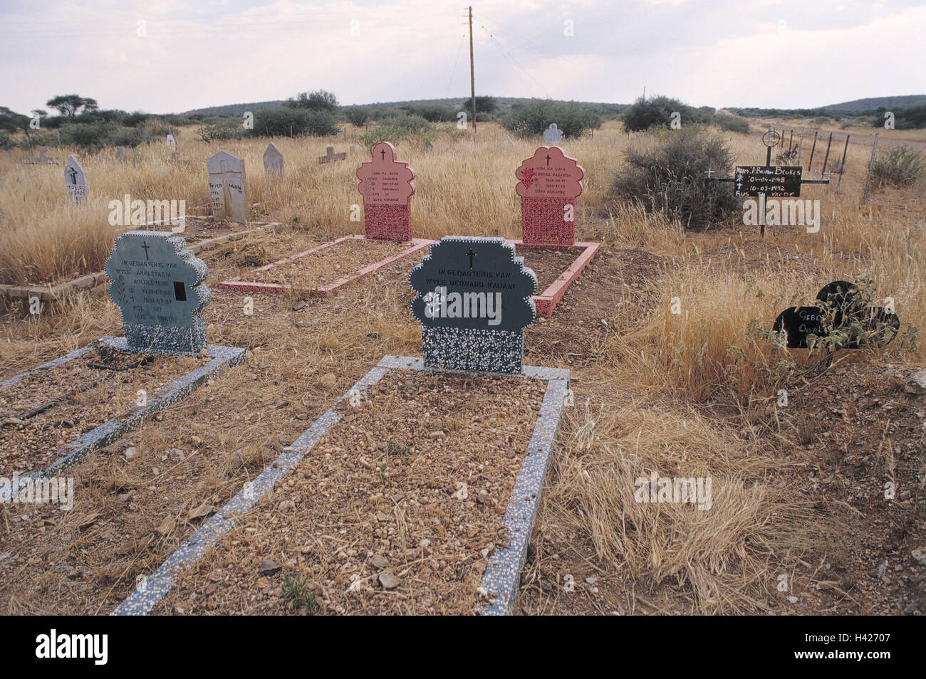 Namibia, Witvlei, scenery, cemetery, tombs, South-West, Africa, wild ...
