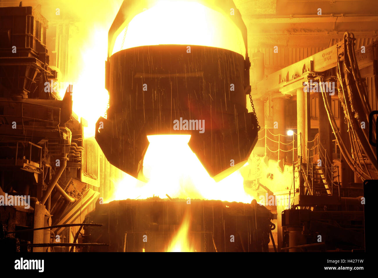 Ironworks, electric steel kiln, scrap metal supply, industry, economy ...