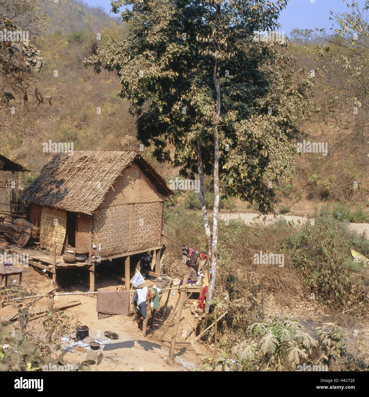 Myanmar, Kalaw, mountain village, straw hut, Asia, Indochina, Burma ...