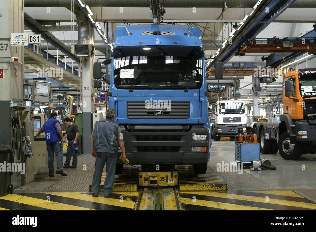 One truck production, factory building, final assembly line, new ...