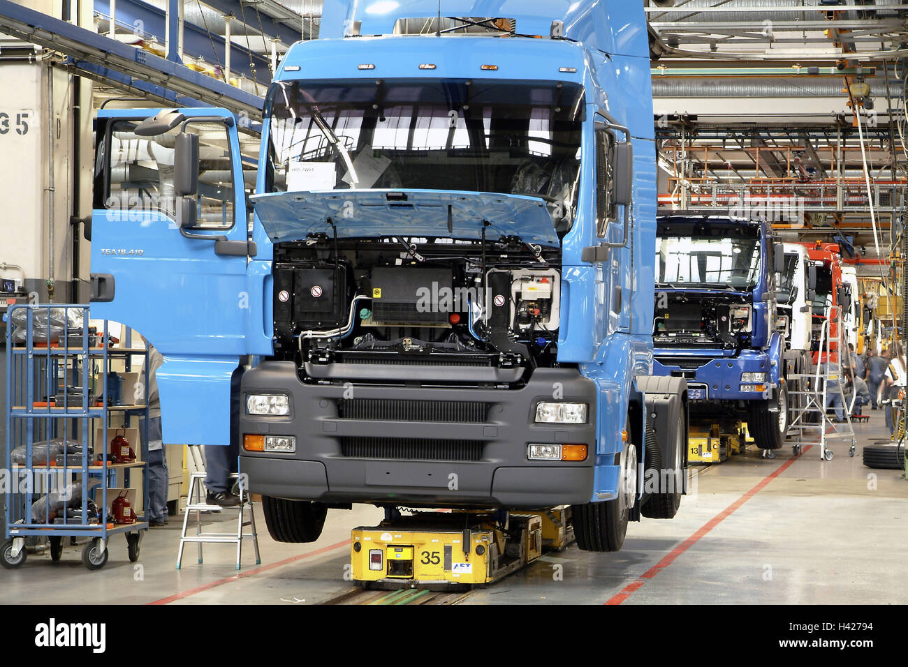 One truck production, factory building, final assembly line, new ...