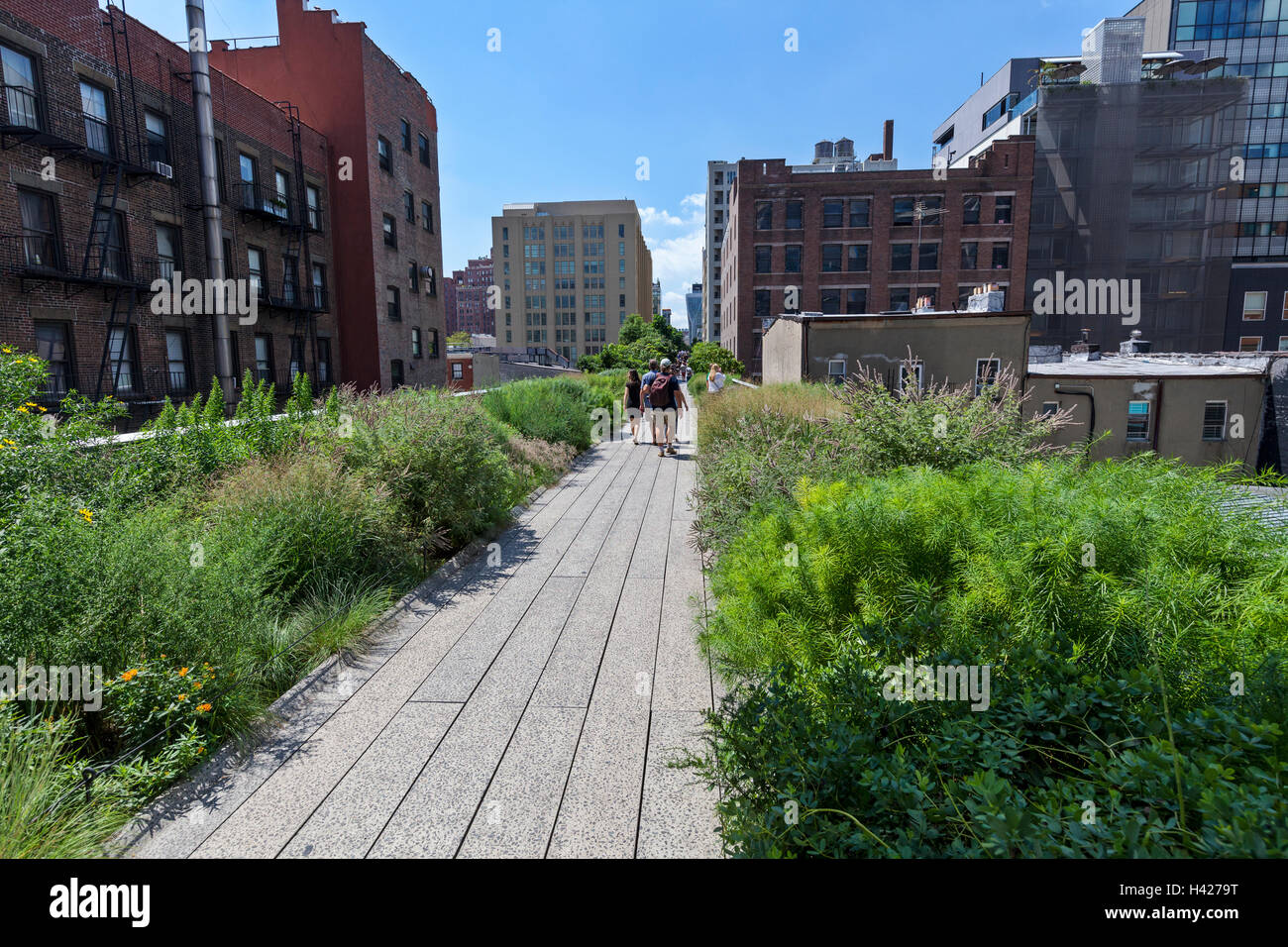 People walking and enjoying The New York City High Line Park Stock ...