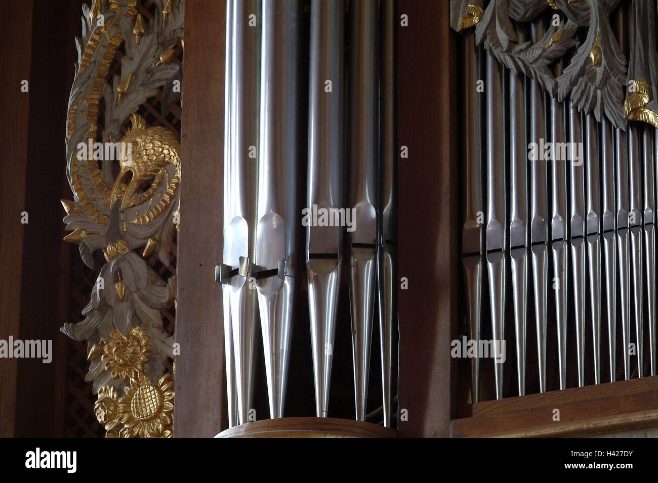 Church, organ, detail, organ pipes, Church organ, music, church music ...