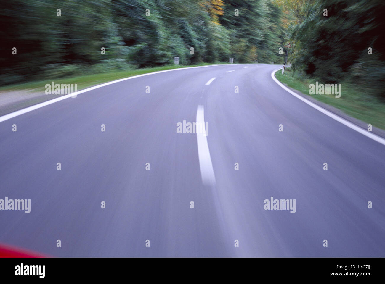 Federal highway, road marking, bend car, view, front protection slice ...