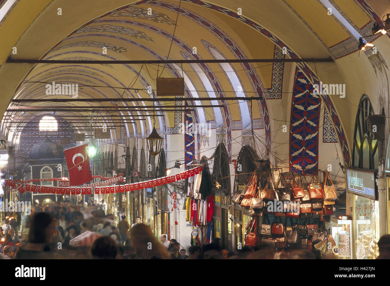 Turkey, Istanbul, big bazaar, shops, passers-by, Europe, provincial ...