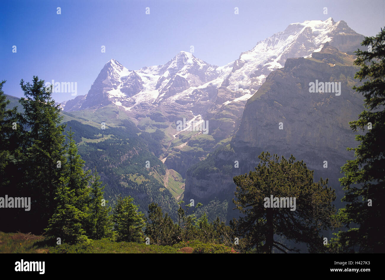 Switzerland, the Bernese Oberland, mountain range, Eiger, 3970 m, monk ...