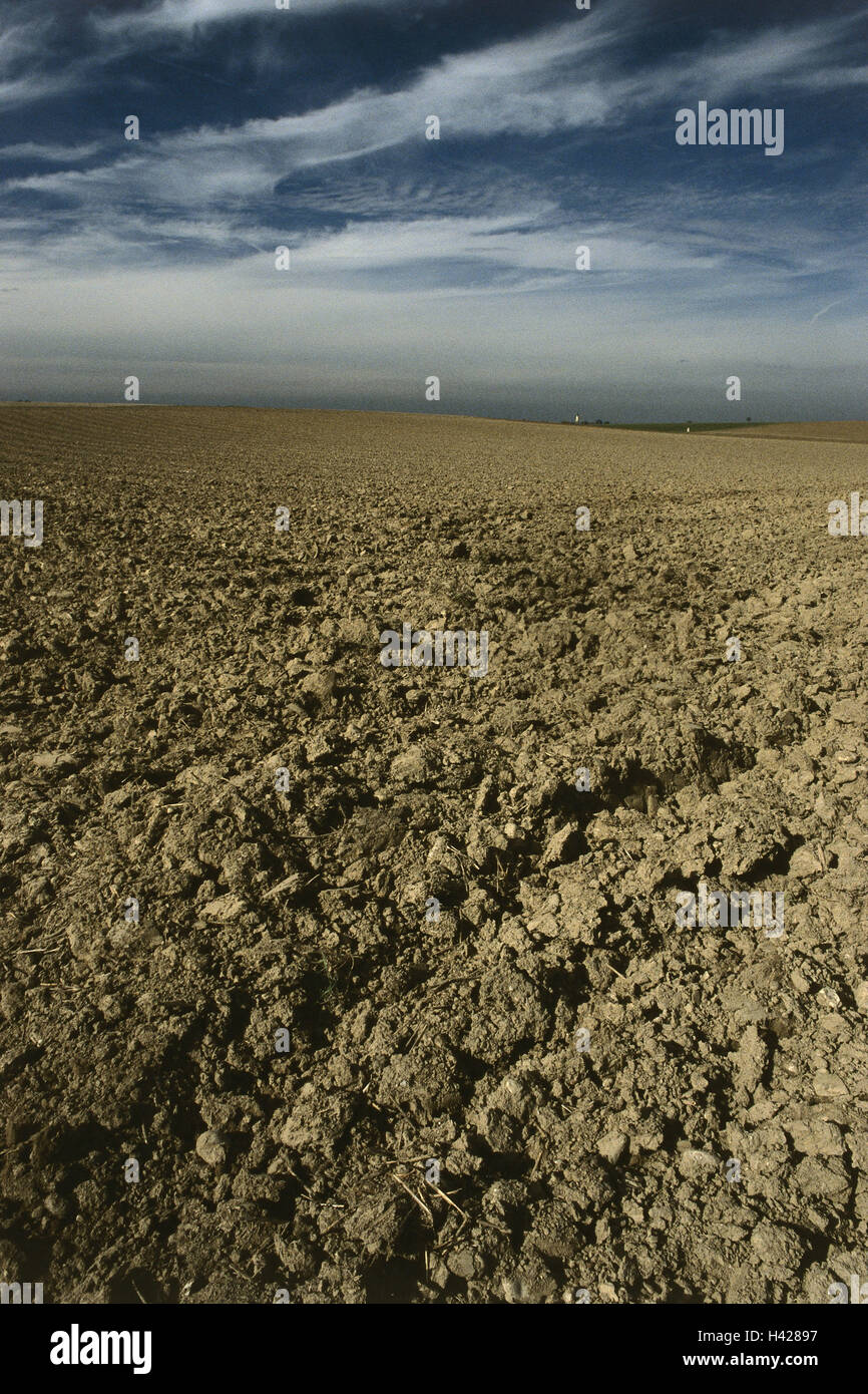 Field economy, field, cloudy sky, arable land, surface the earth ...