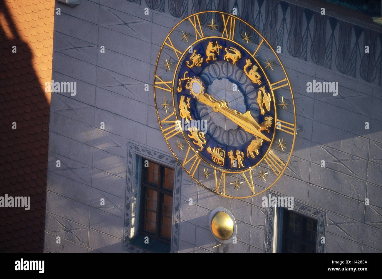 Germany, Upper Bavaria, Munich, Old town hall, facade, detail, Tower ...