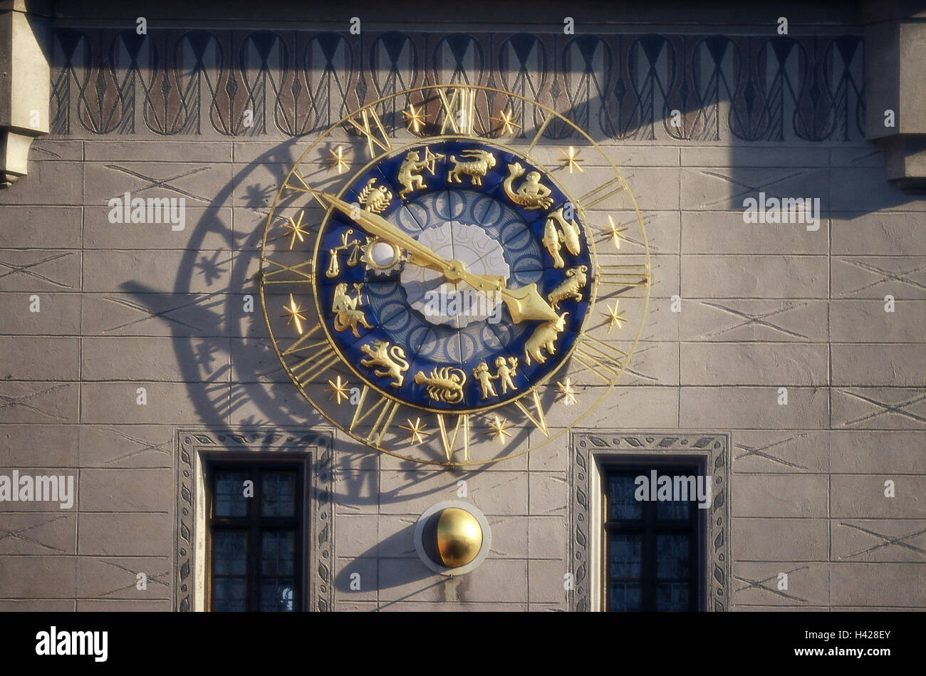 Germany, Upper Bavaria, Munich, Old town hall, facade, detail, Tower ...