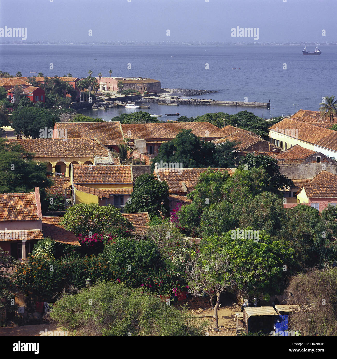 Senegal, the Cape Verde, Ile de Goree, local overview, harbour, fort d ...