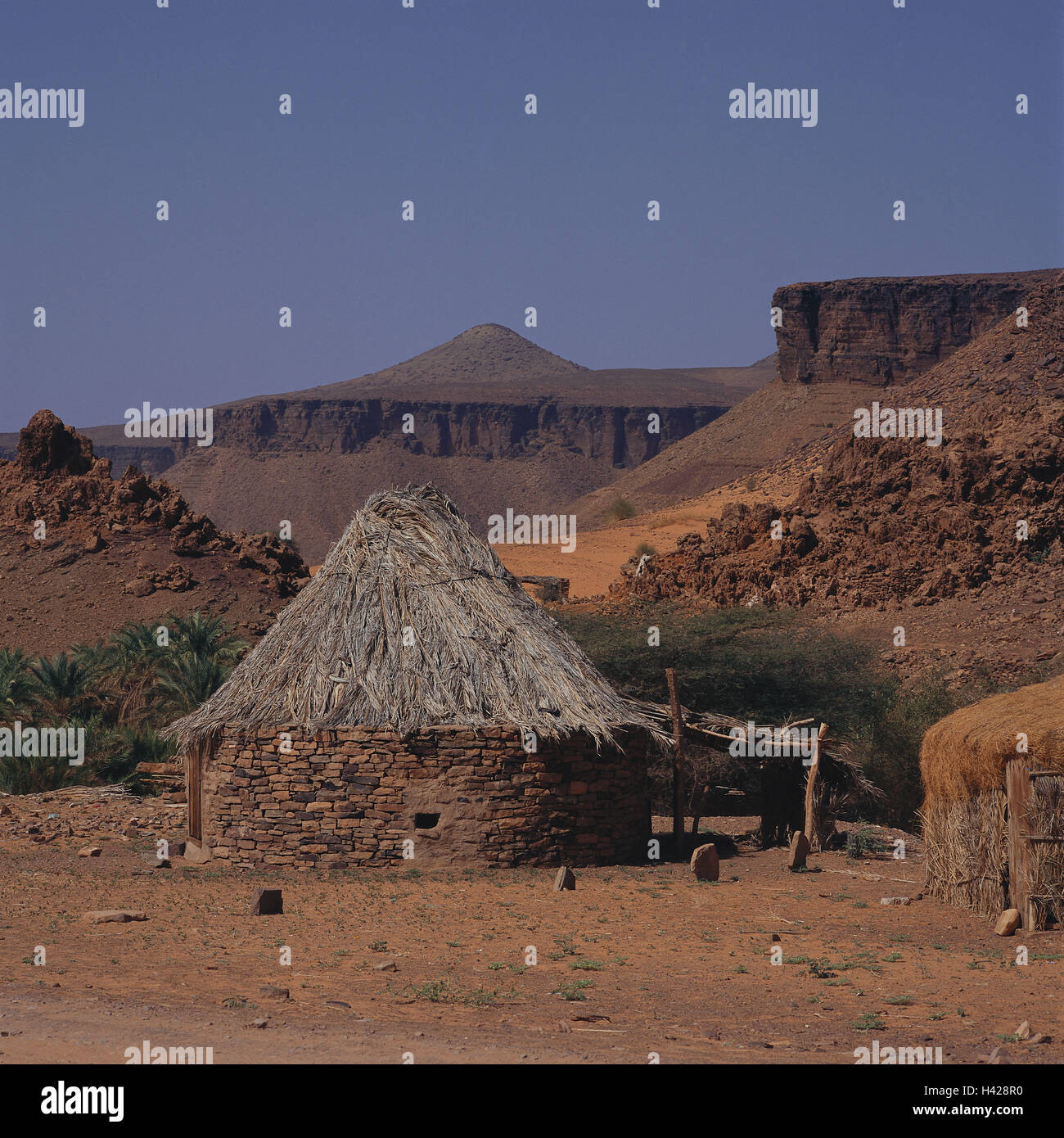Mauritania, region Adrar, oasis Terjit, hut, Africa, West, Africa, wild ...