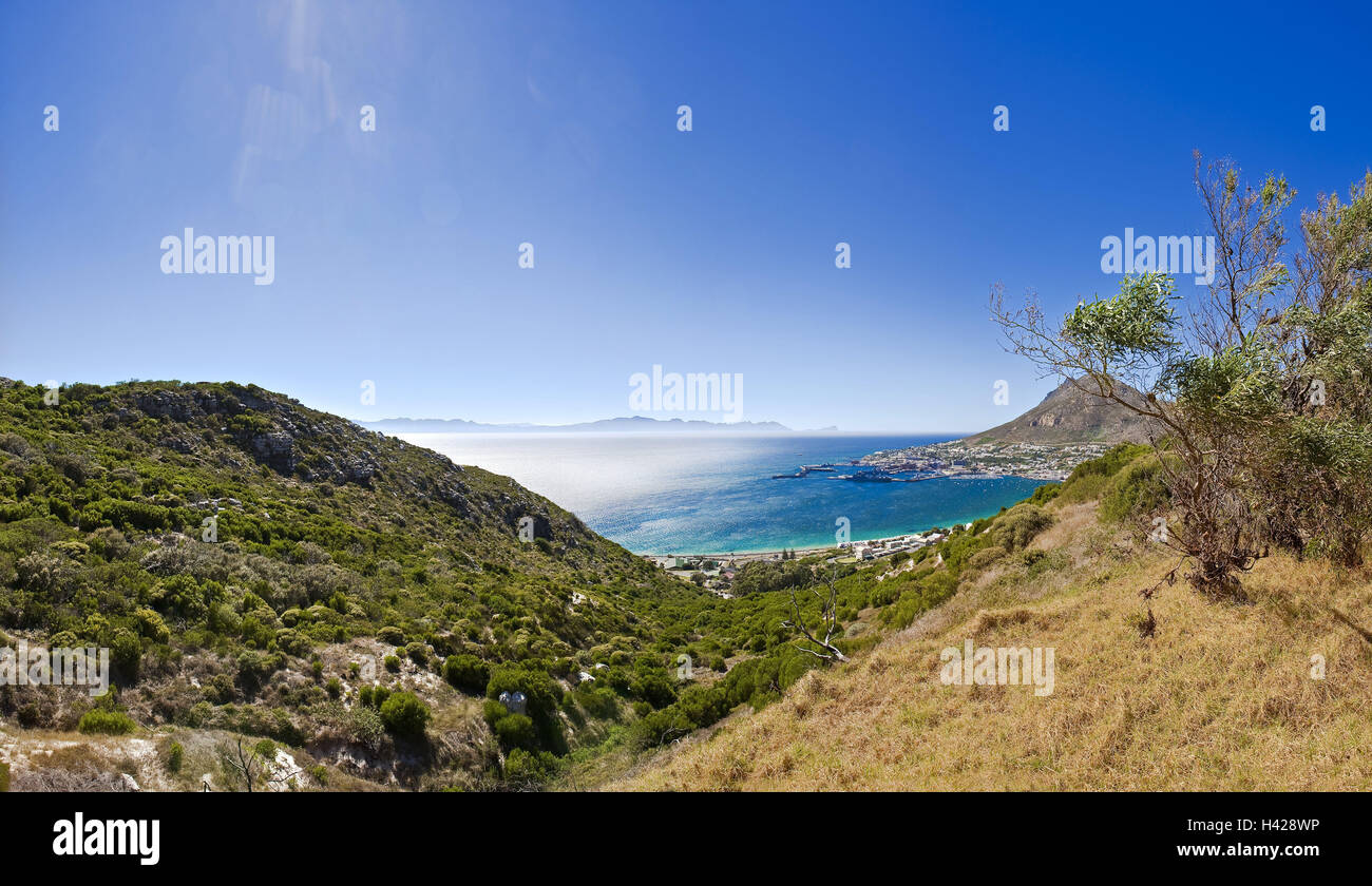 South, Africa, west cape, hill, view, Simon's Bay, Simon's Town, sea ...
