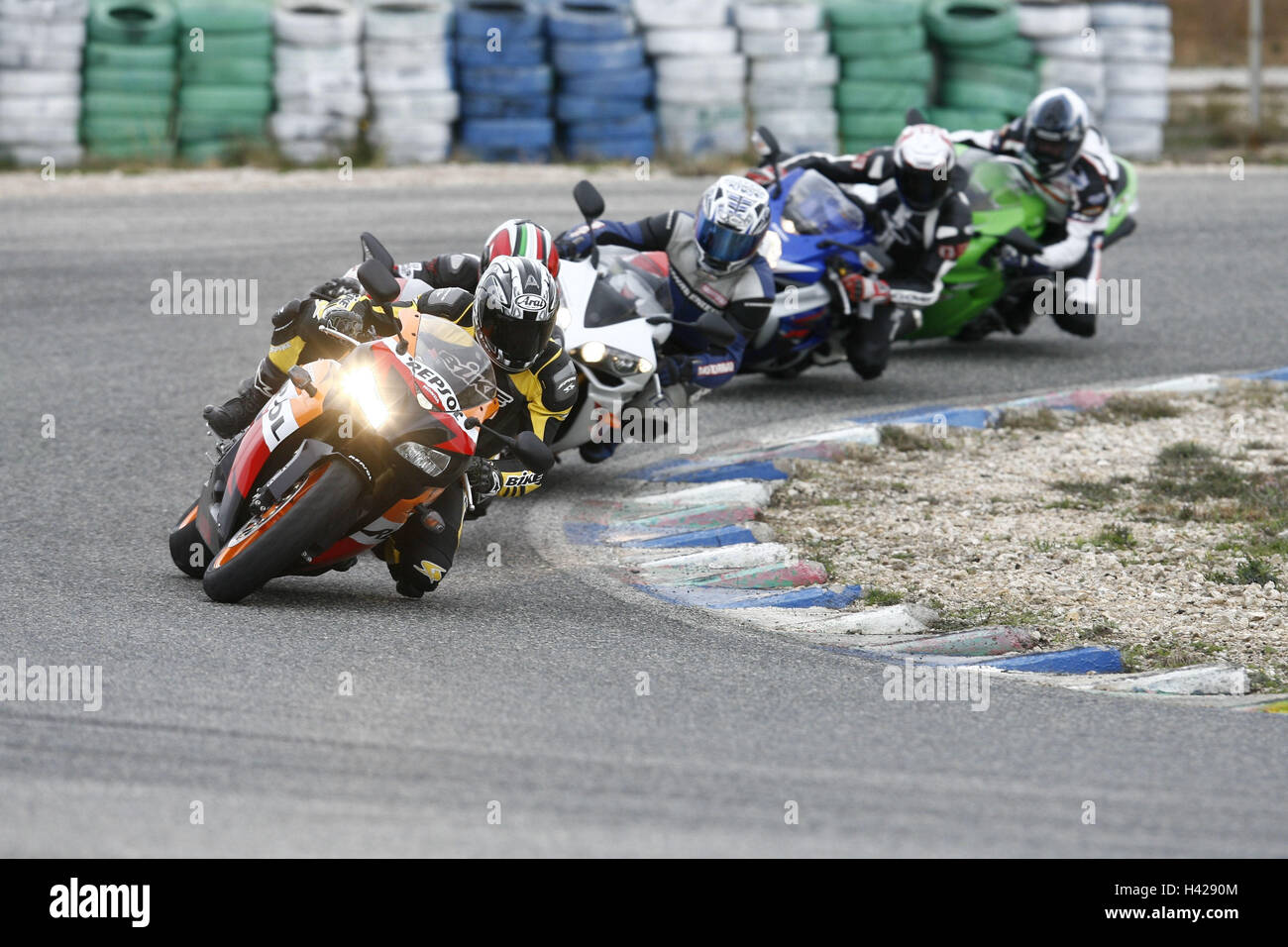 Motorcycle, 1000th comparative test, 5th formation, moving, bend, race ...