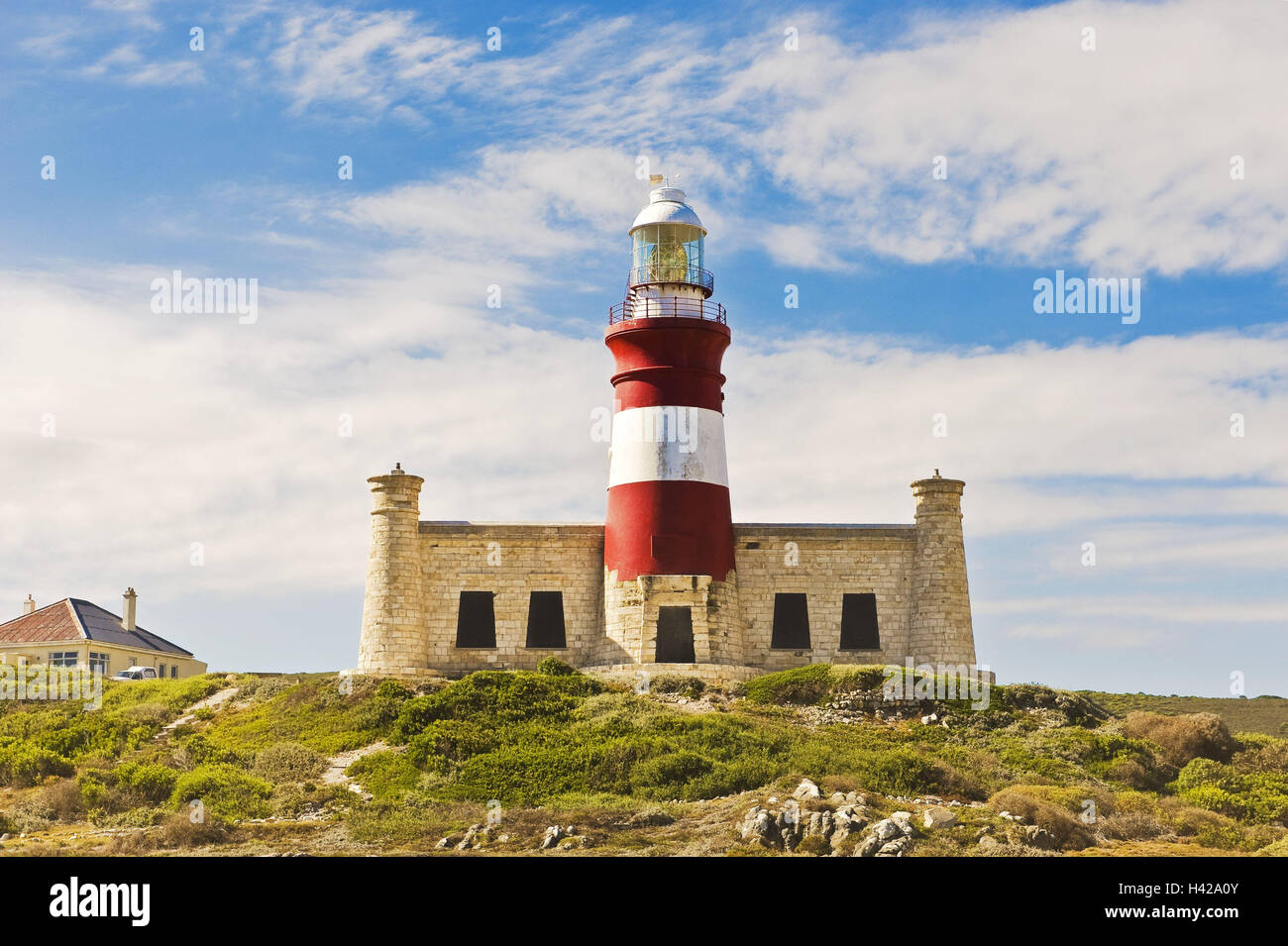South Africa, Western Cape, Overberg, Cape Agulhas, lighthouse, cloudy ...