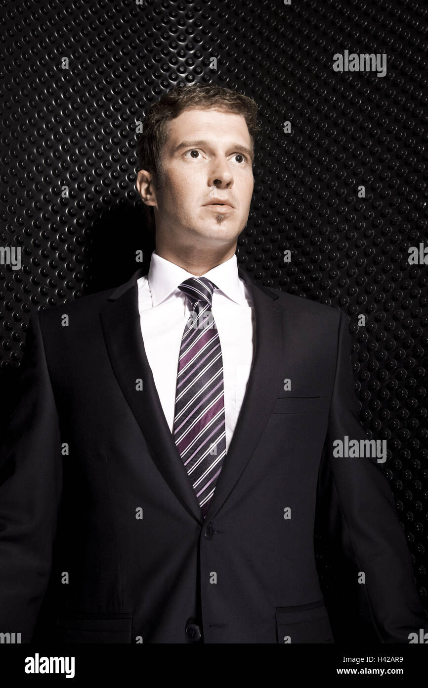 Businessman, rigidly, stand, half portrait, model released, people, man ...