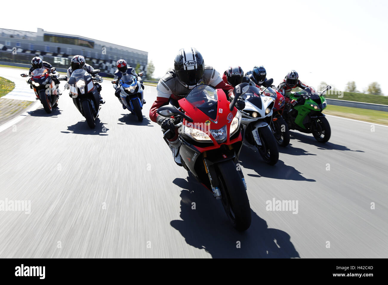 Motorcycle test, race track, no property release Stock Photo - Alamy
