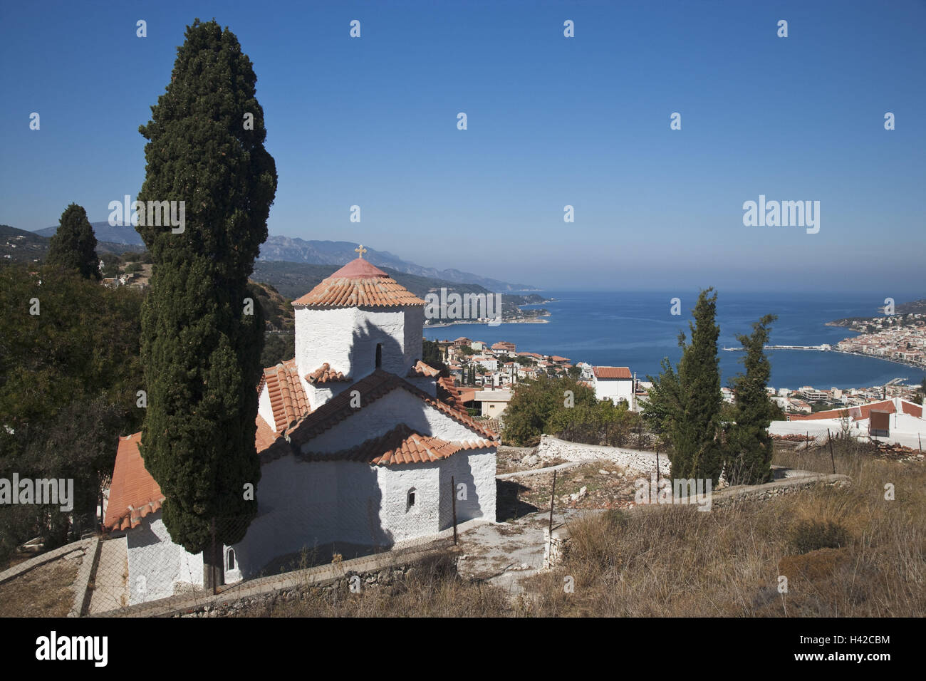 Samos town, Vathi, island Samos, Mediterranean island, Greece, Europe ...