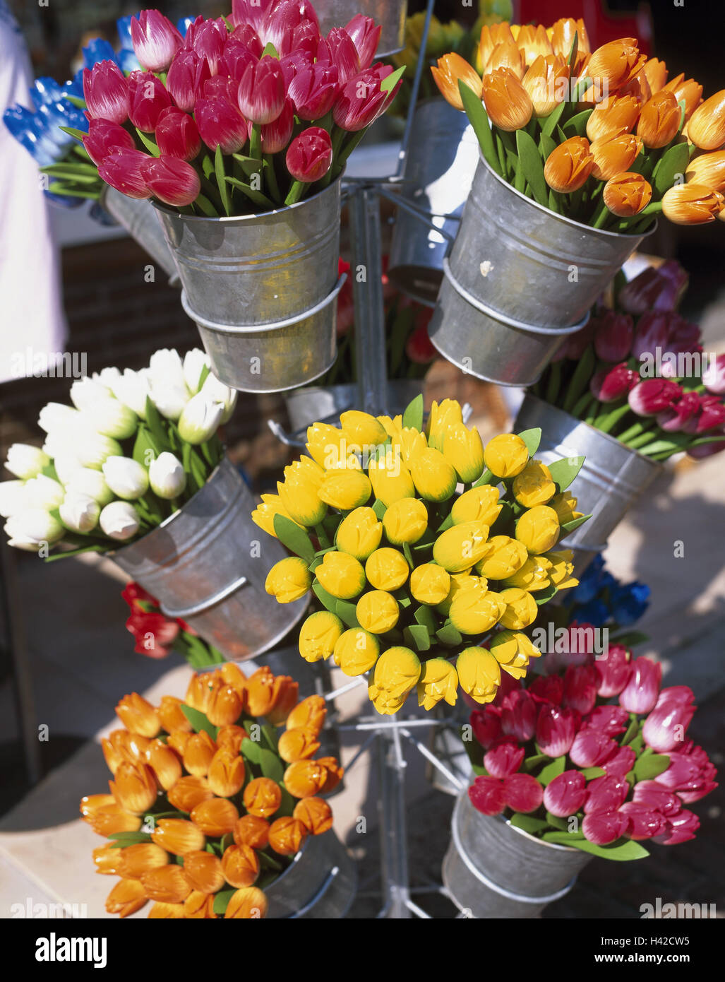 The Netherlands, Nordholland, Volendam, souvenir sales, wooden tulips ...