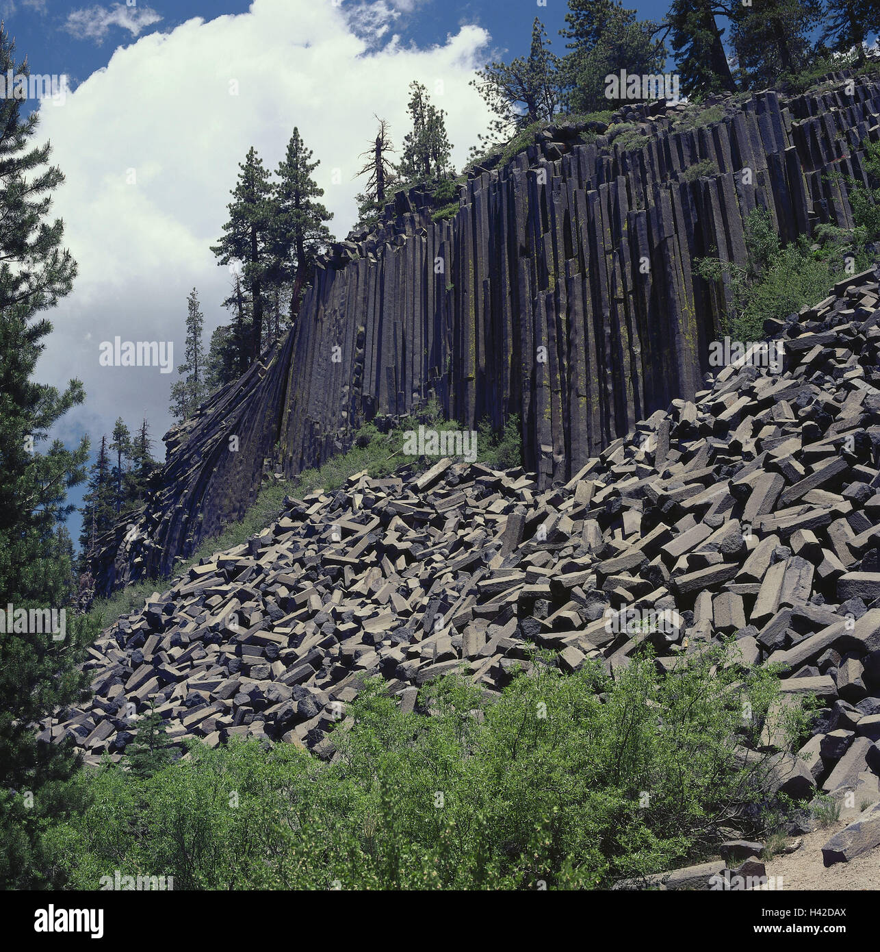 The USA, California, Devils Postpile Nationwide, monument, cliff face ...