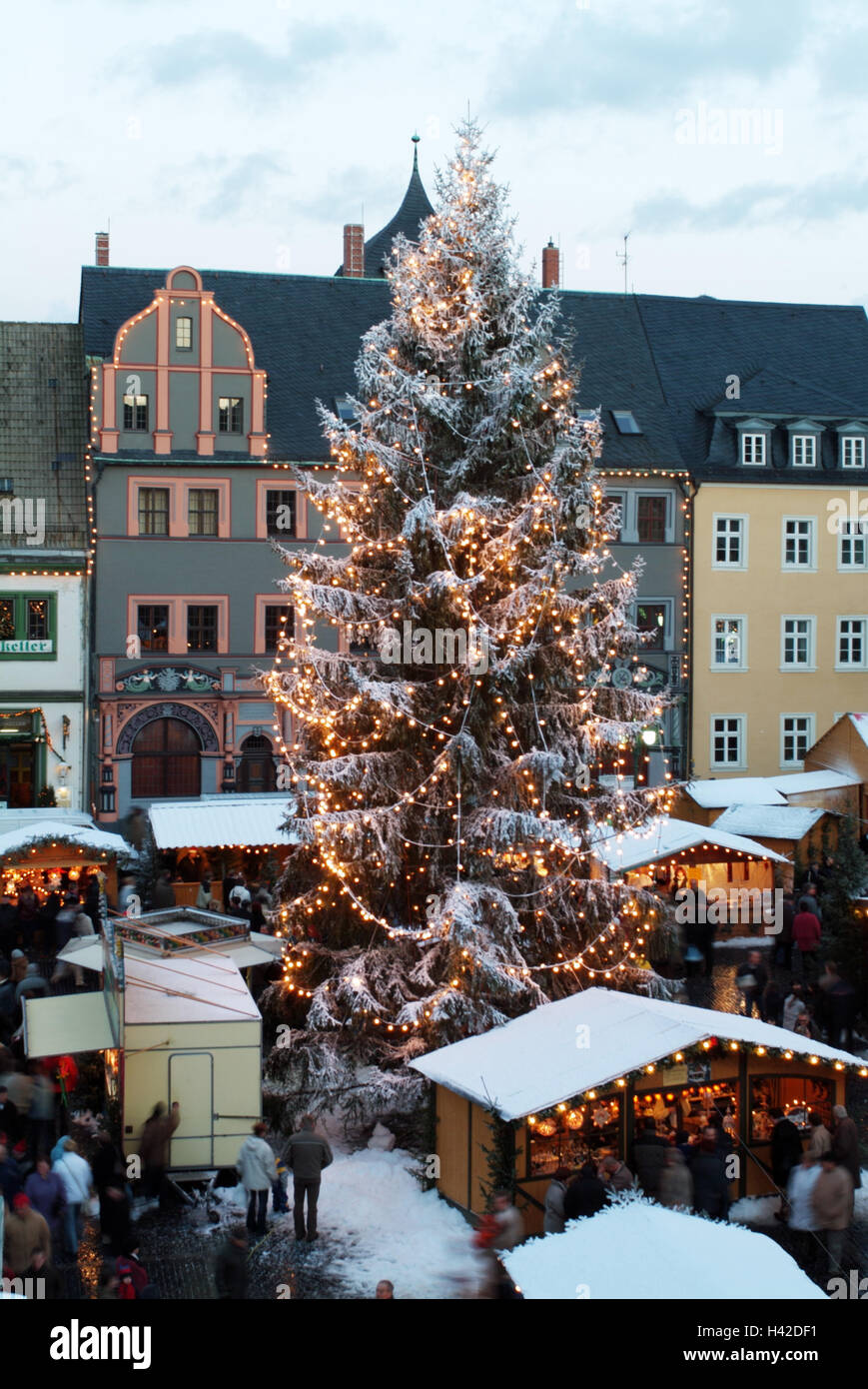 Germany, Thuringia, Weimar, Christmas-market, mood-fully, evening ...