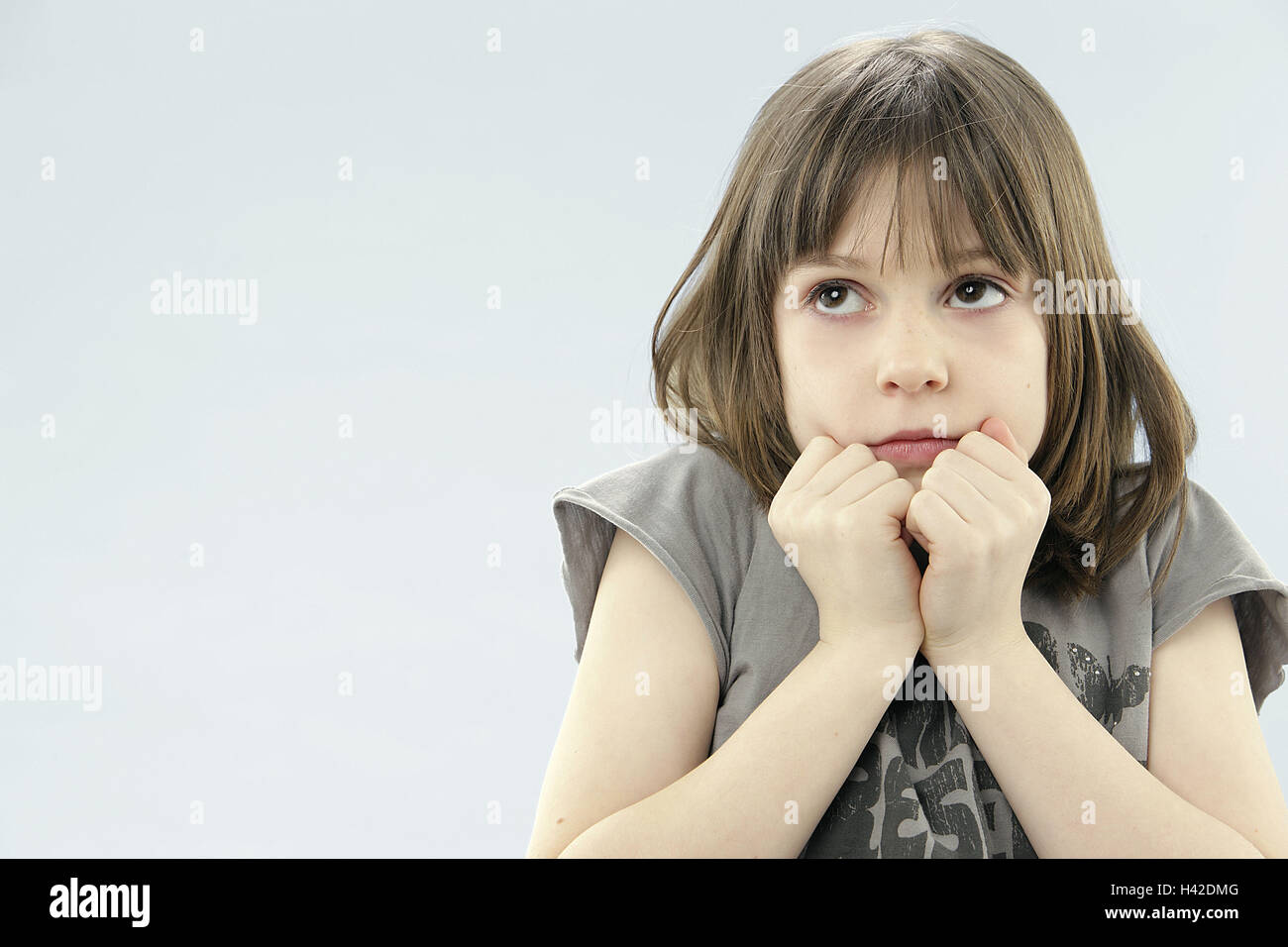 Girl, anxiously, portrait Stock Photo - Alamy