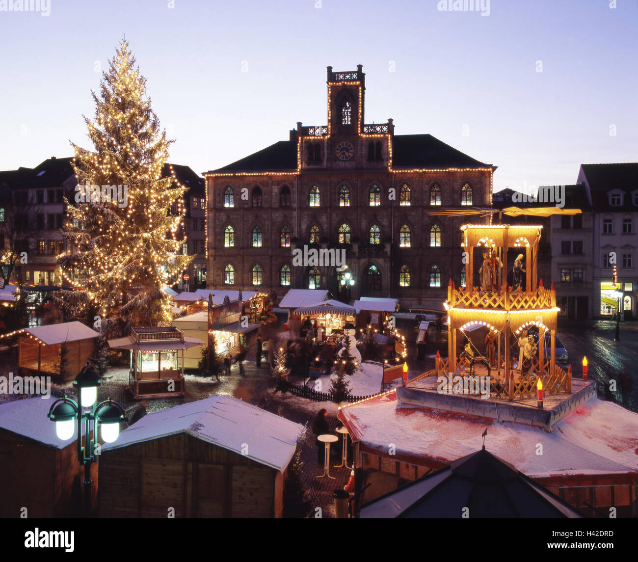 Germany, Thuringia, Weimar, Christmas-market, mood-fully, evening ...