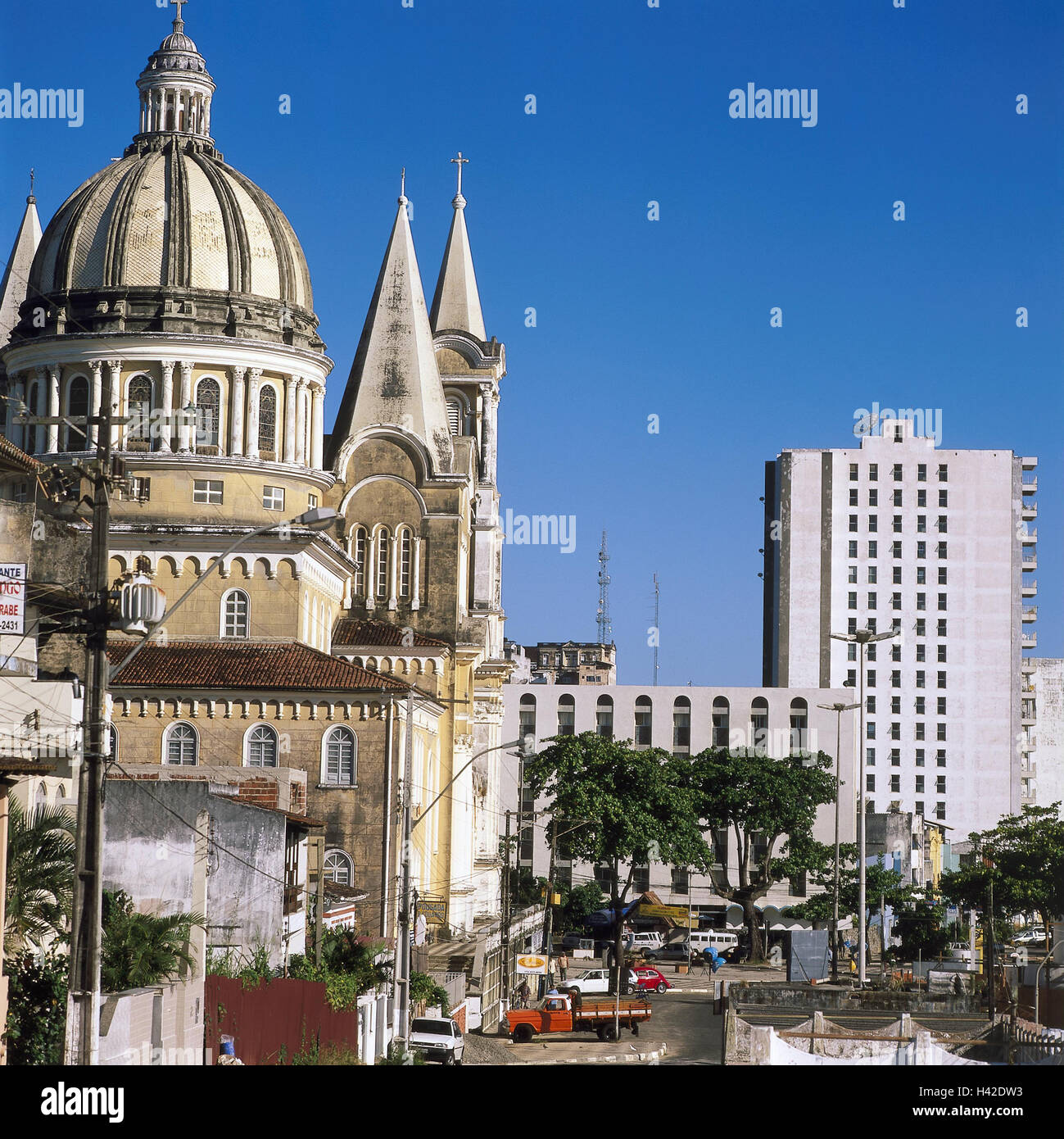 Brazil, Bahia, Ilheus, town view, cathedral, detail, South America ...