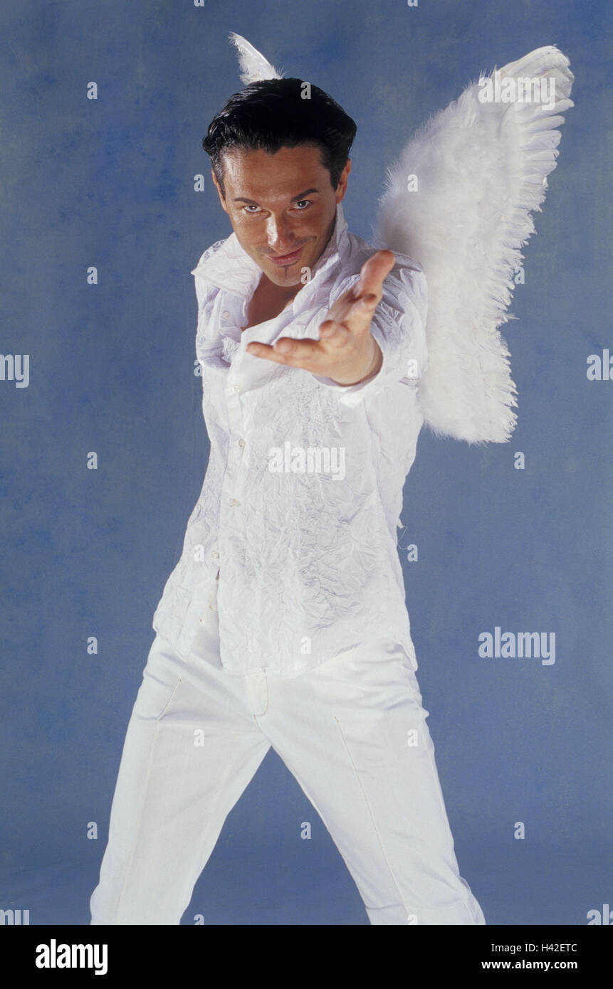Man, young, angel's wing, gesture, young, lining, Christmas angel ...