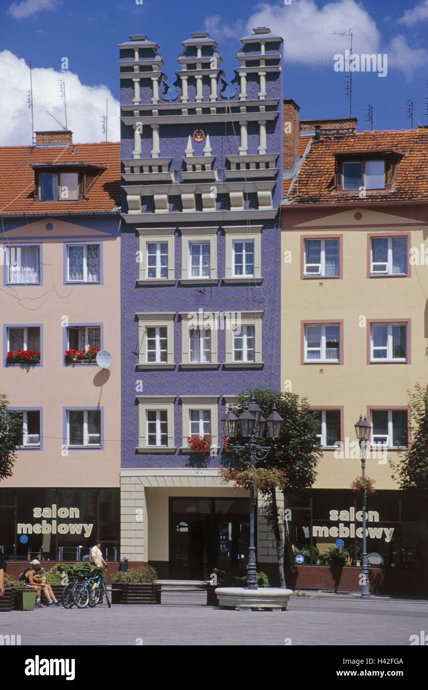 Poland, Silesia, Brieg, house line, facade, detail, Europe ...