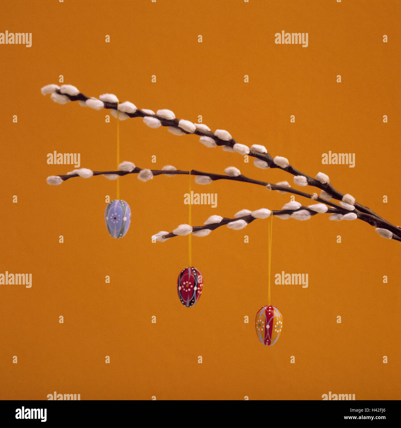 Easter, twigs, pussy willows, Easter eggs, brightly, Easter bunch ...