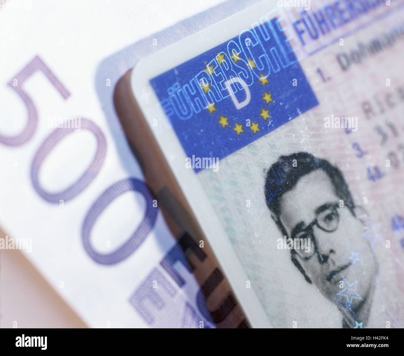 EU driving licence, bank note, detail, blur, Europe, document, driving ...