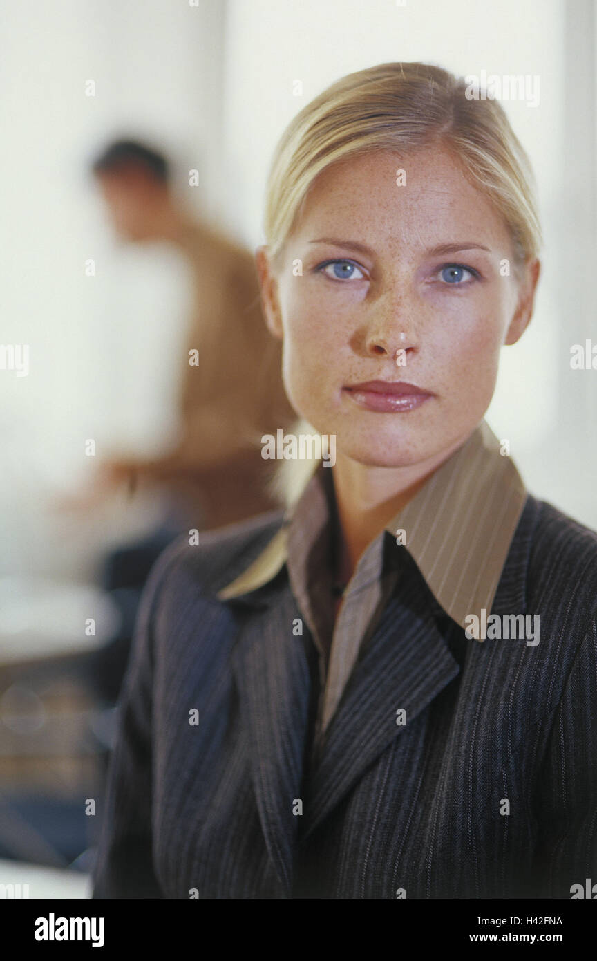 Office, businesswoman, young, seriously, portrait, business, workplace ...