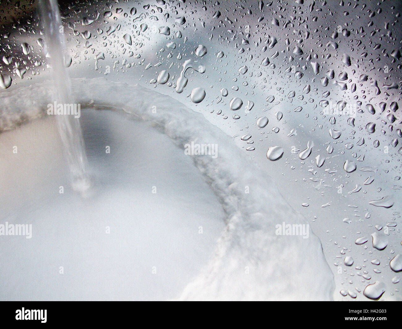 Stainless steel sinks, jet water, drop, detail, drop water, water ...