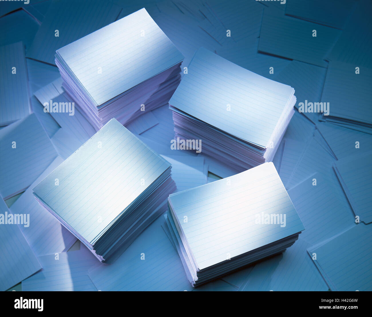 Index cards, stacked, office equipment, paper, paper batch, batch, many ...