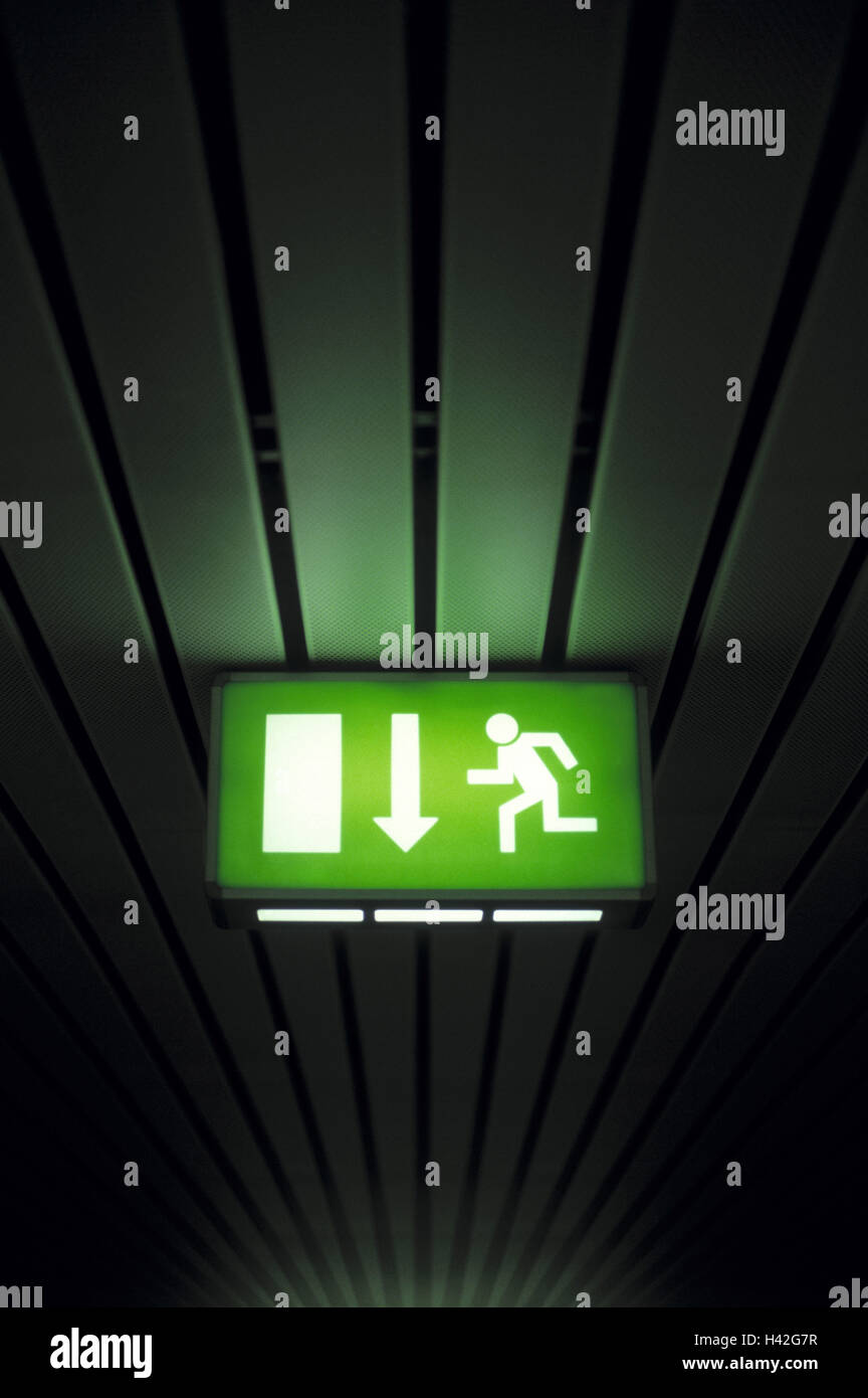 Halls, caps, luminous sign, emergency exit, BT, hall, walk, panels ...