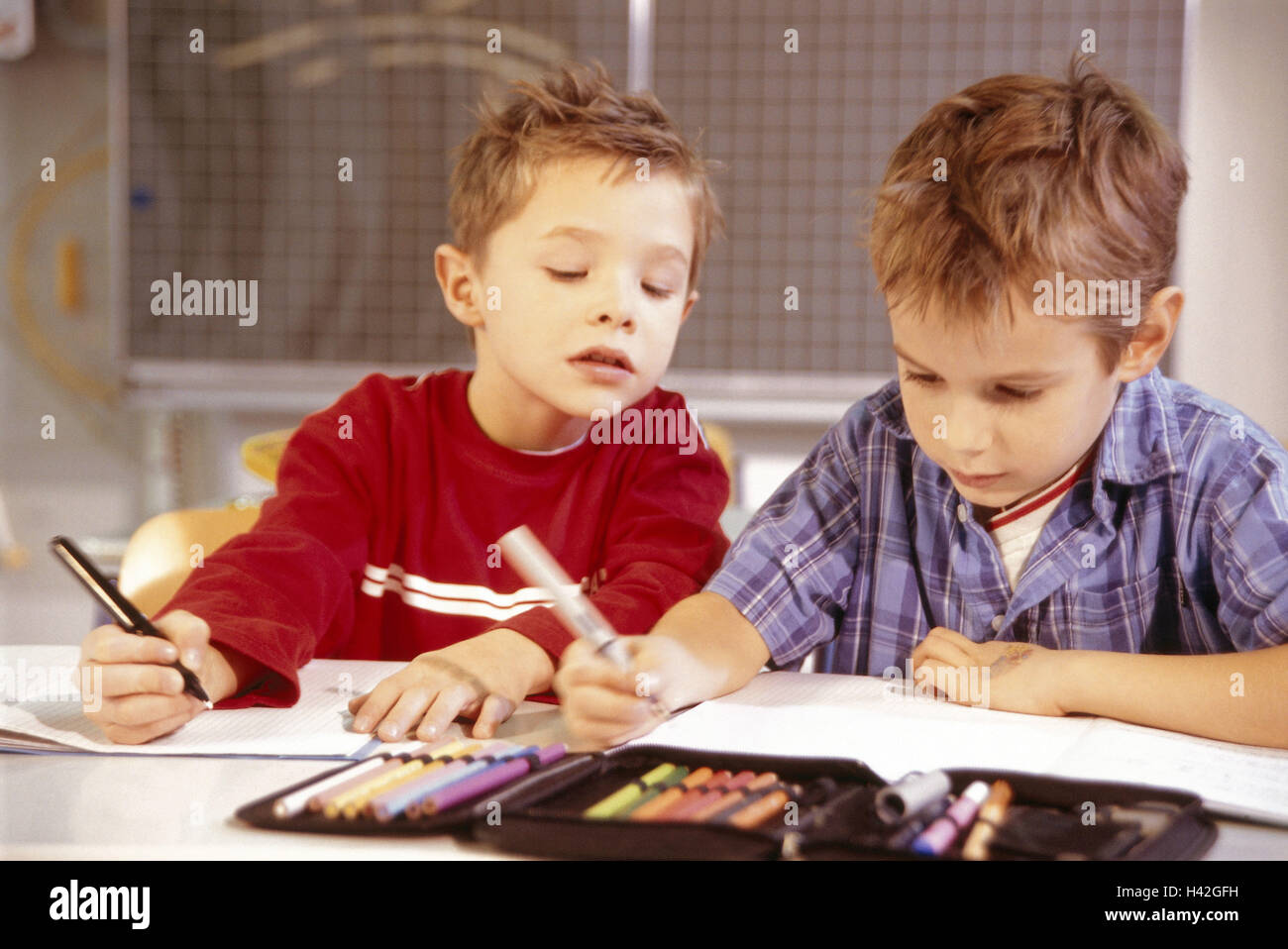 Classrooms, boys, writing work, learn, portrait, school, lessons ...