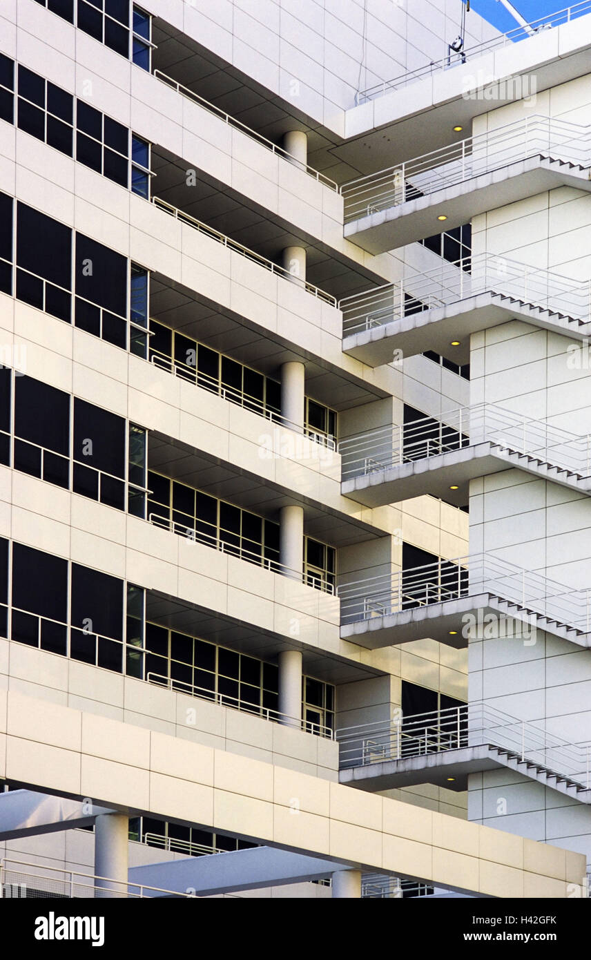 Office building, balconies, outside stairs, buildings, facade ...