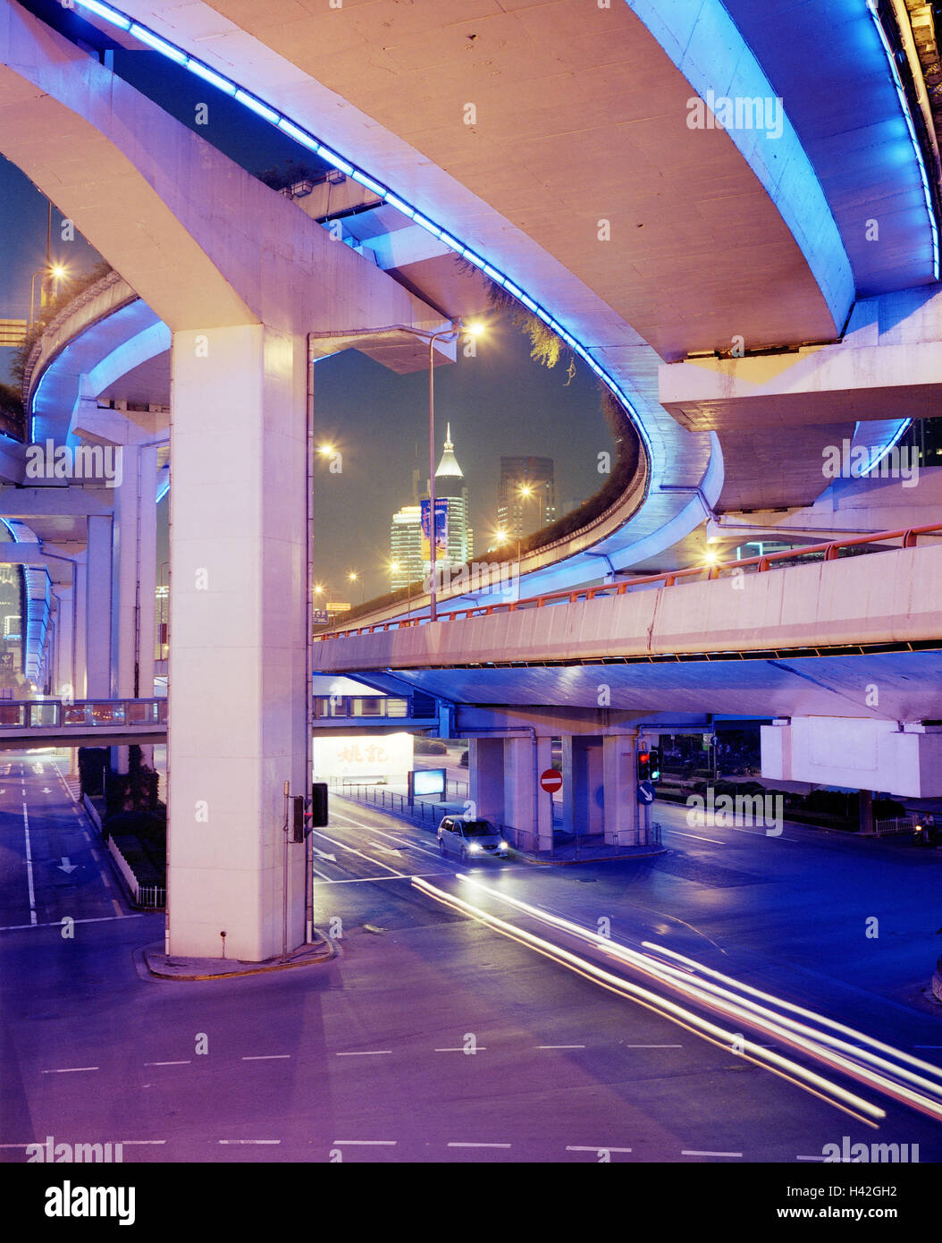 China, Shanghai, streets, Highways,, Evening, Asia, city, city, traffic ...
