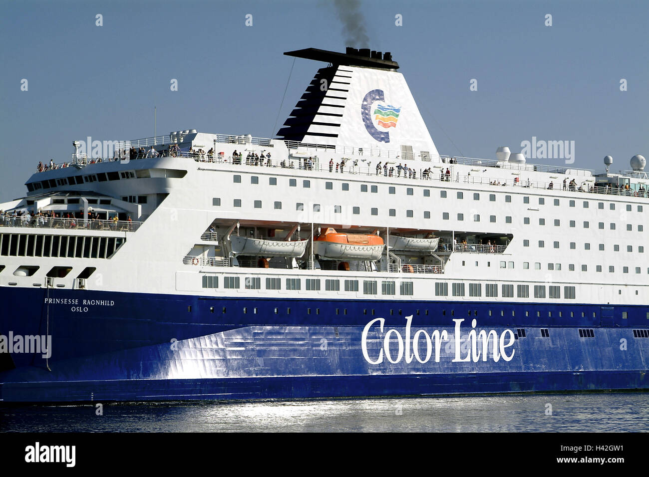 The Baltic Sea, ferryboat, "Color Line", side view, curled only ...