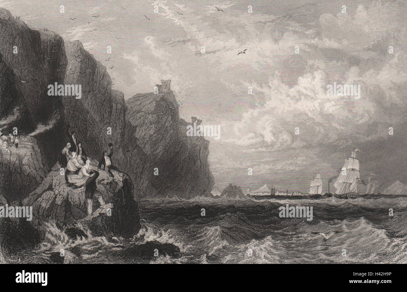 Fast Castle. Berwickshire. Scotland. ALLOM c1840 old antique print ...