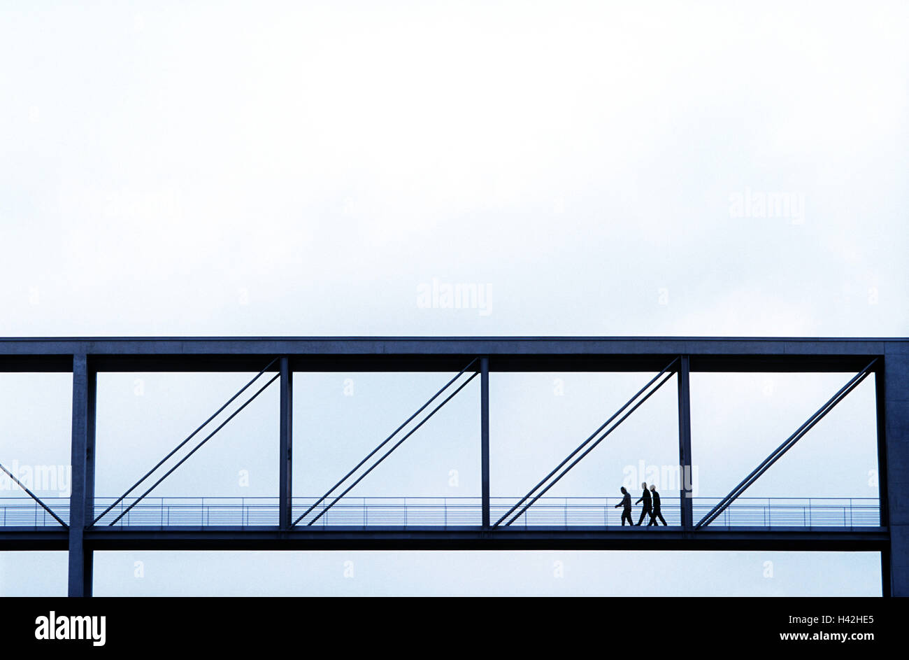 Bridge, silhouette, pedestrian, crossing, connection, walk ...