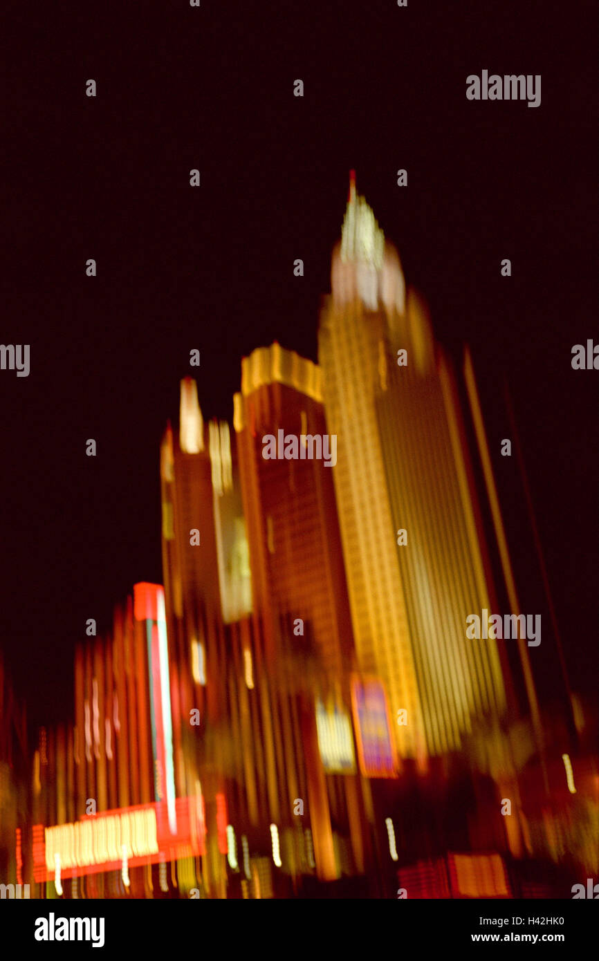 The USA, Nevada, Las Vegas, hotel "New York", lighting, blurs, night ...