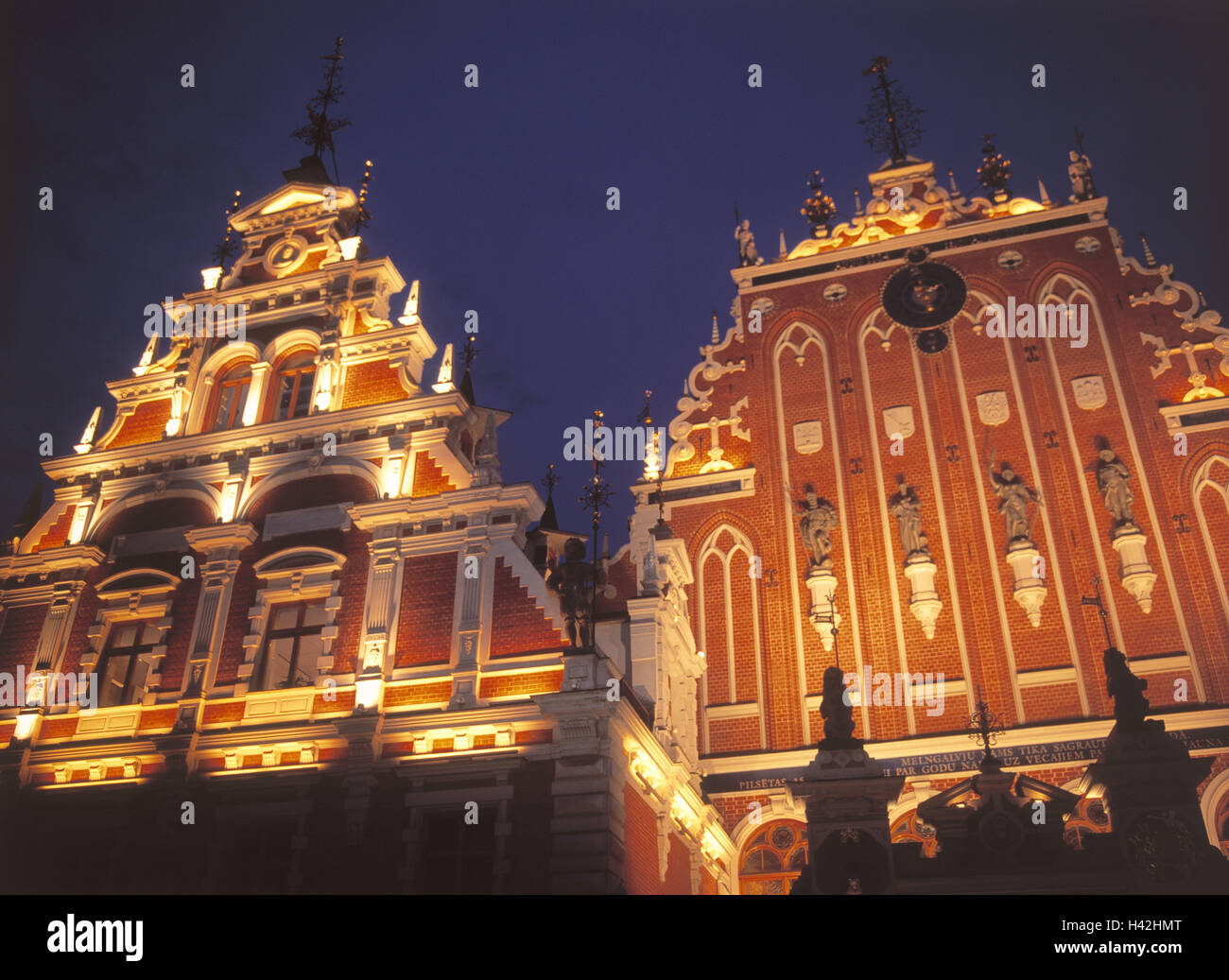 Latvia, Riga, Old Town, city hall square, black head house, facade ...