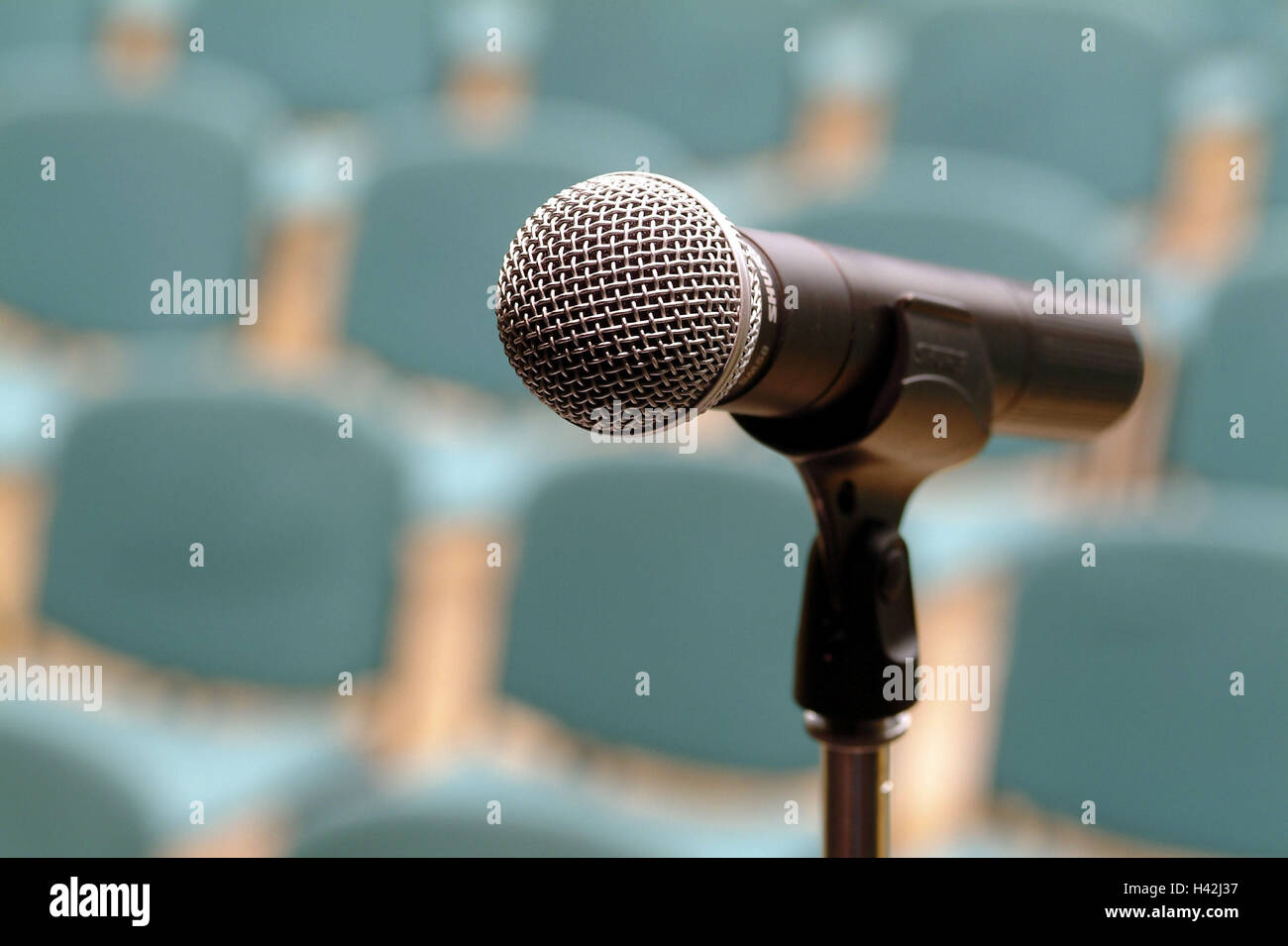 Lecture-hall, empty, chairs, microphone, Detail Hall, lecture-hall ...