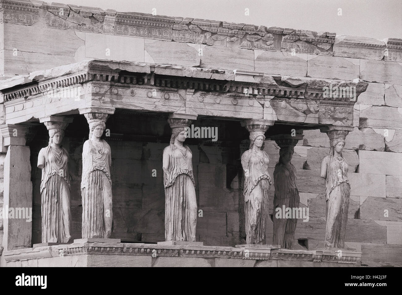 Greece, Athens, Acropolis, Erechtheion, detail, caryatids, Europe ...