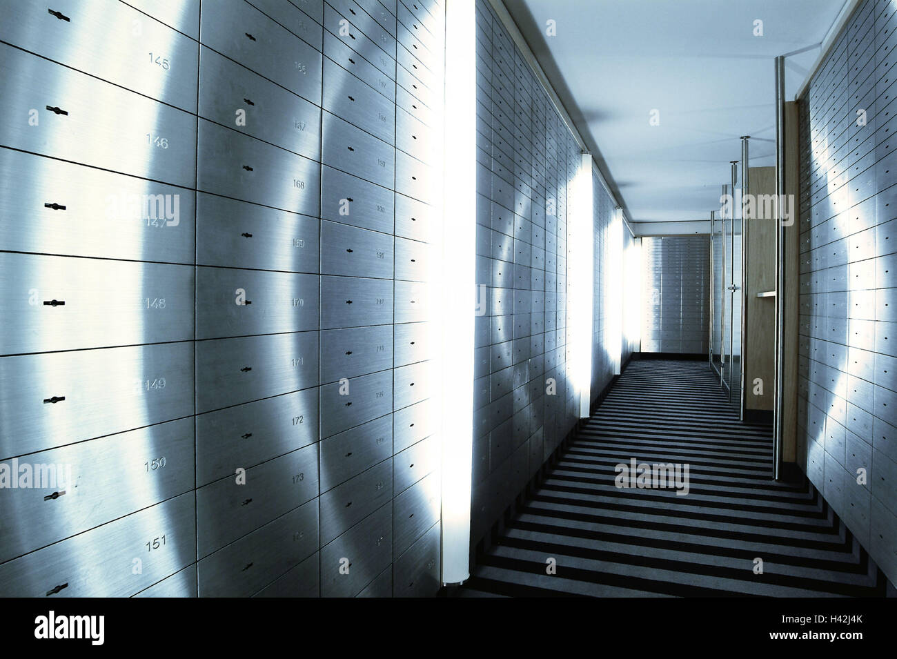 Bank, vault, lockers, Light idea, monochrome, Bank buildings, indoors ...